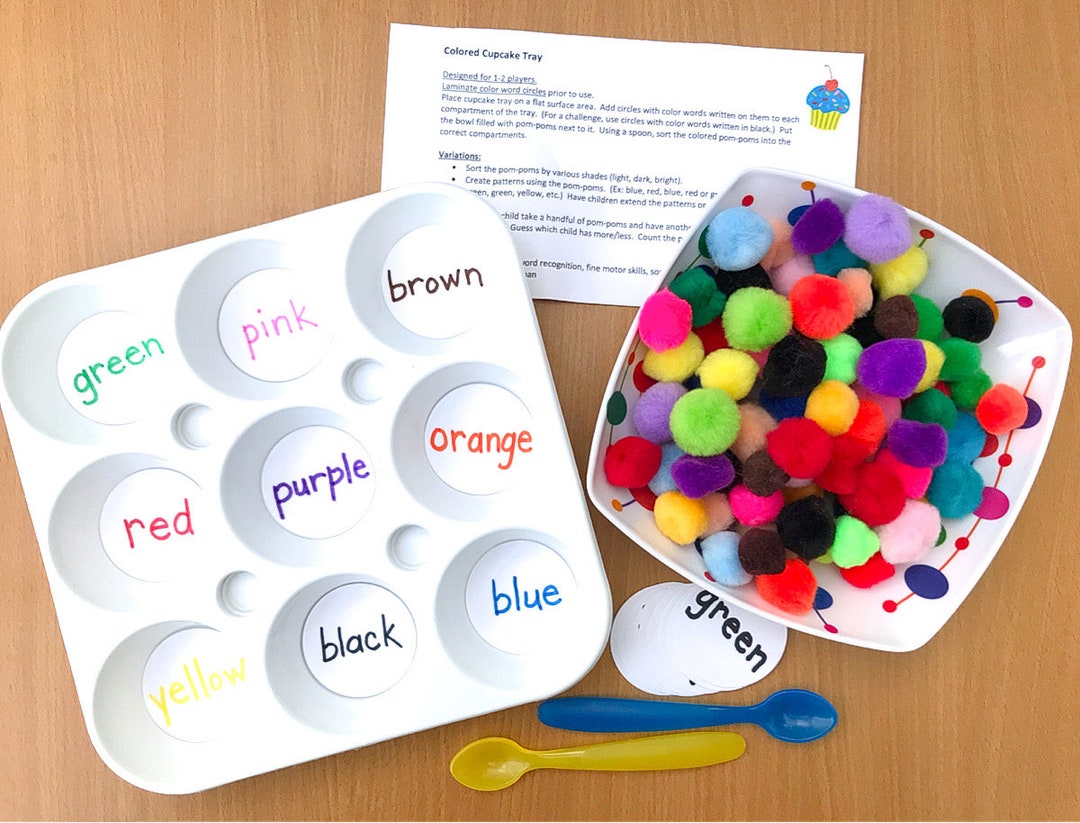 A Pom-pom Color Sorting Sensory Activity for Young Children, Small ...