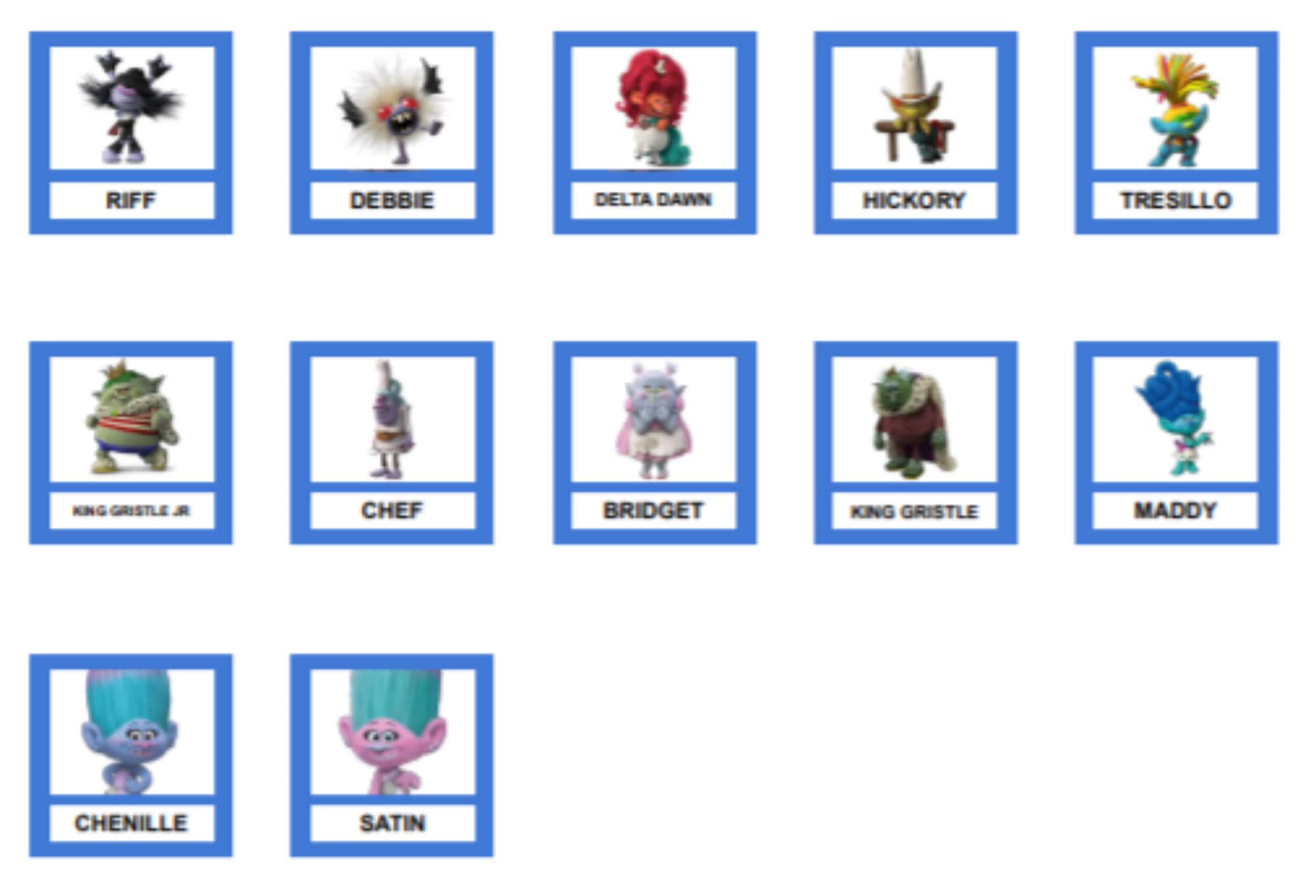 Trolls Movie Guess Who Game, Printable Character Cards (digital ...