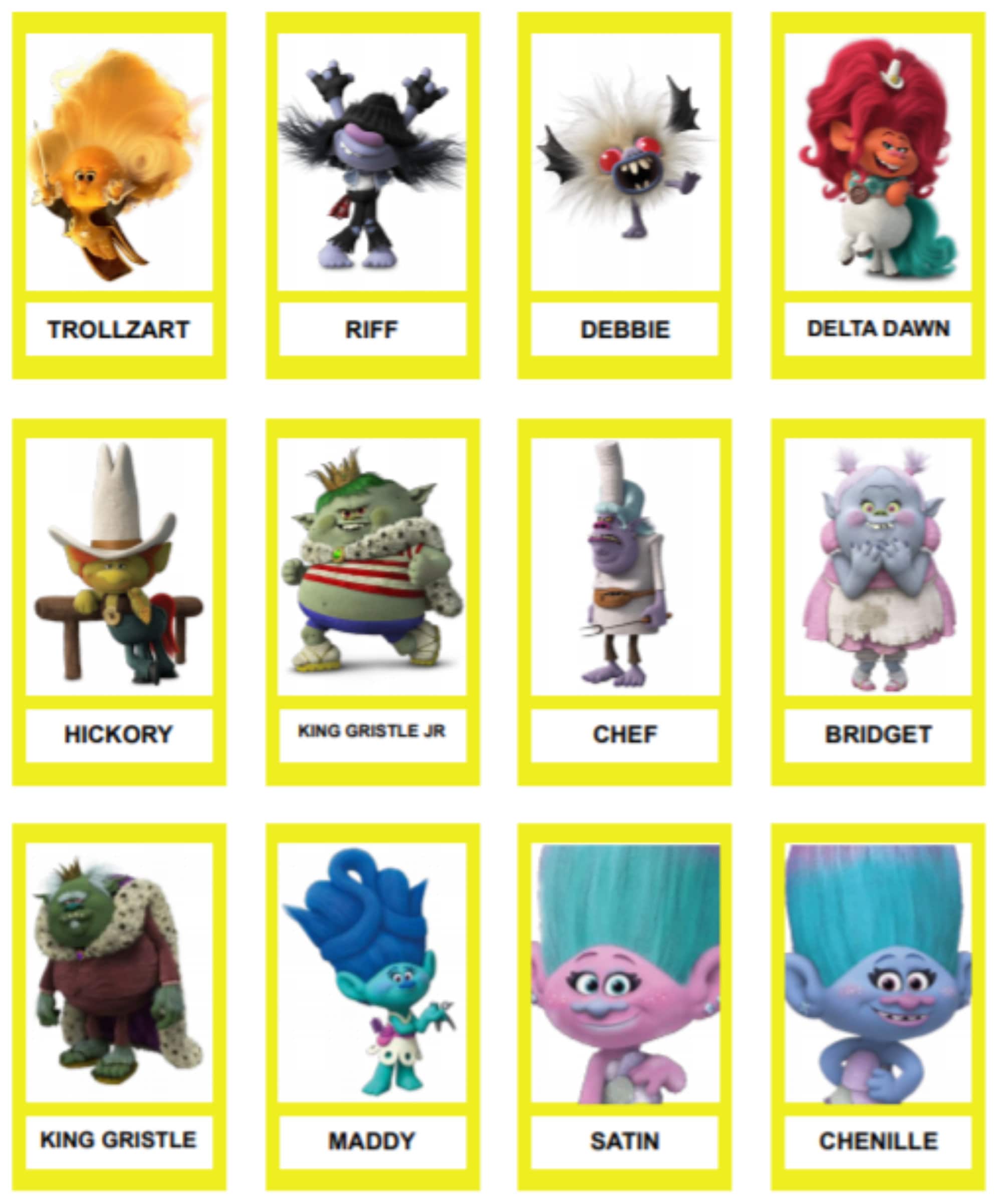 Trolls Movie Guess Who Game, Printable Character Cards (digital ...