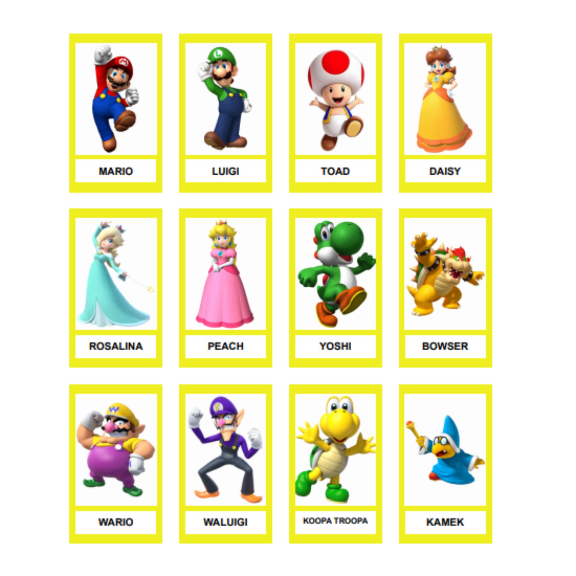 Names And Characters From Mario