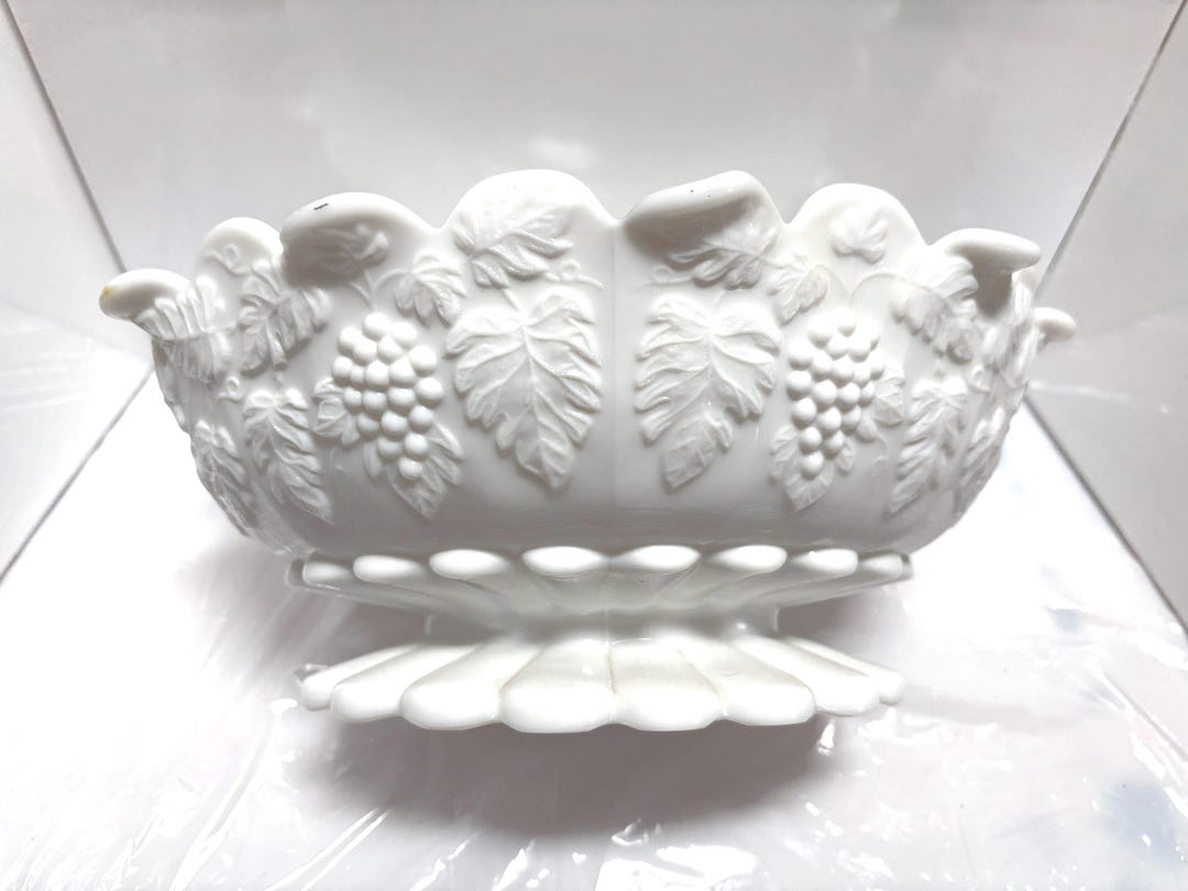 Large Milk Glass Fluted Compote Bowl - Etsy