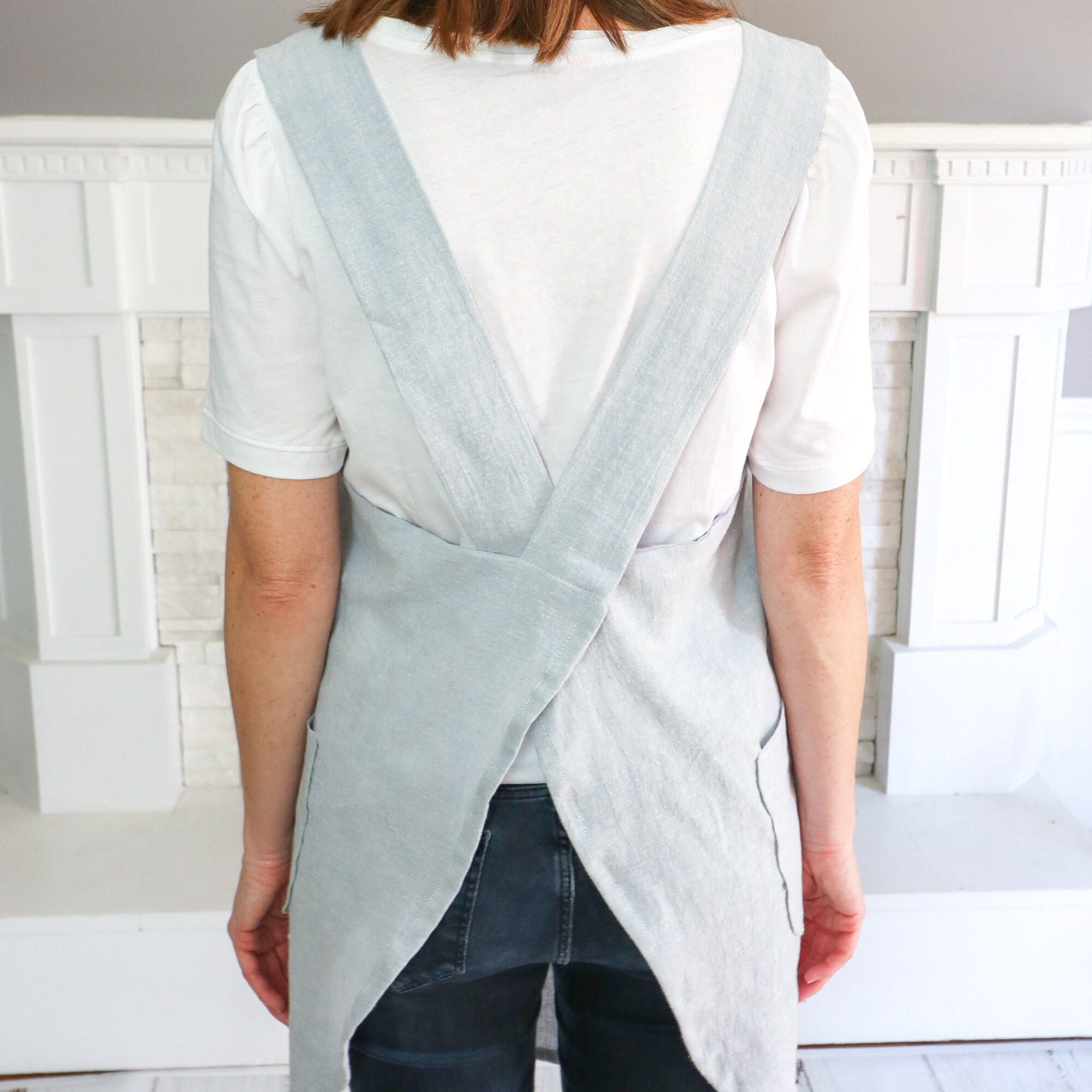 Womens Cross-Back Apron Round Neck Made in Canada Sustainable Hemp ...