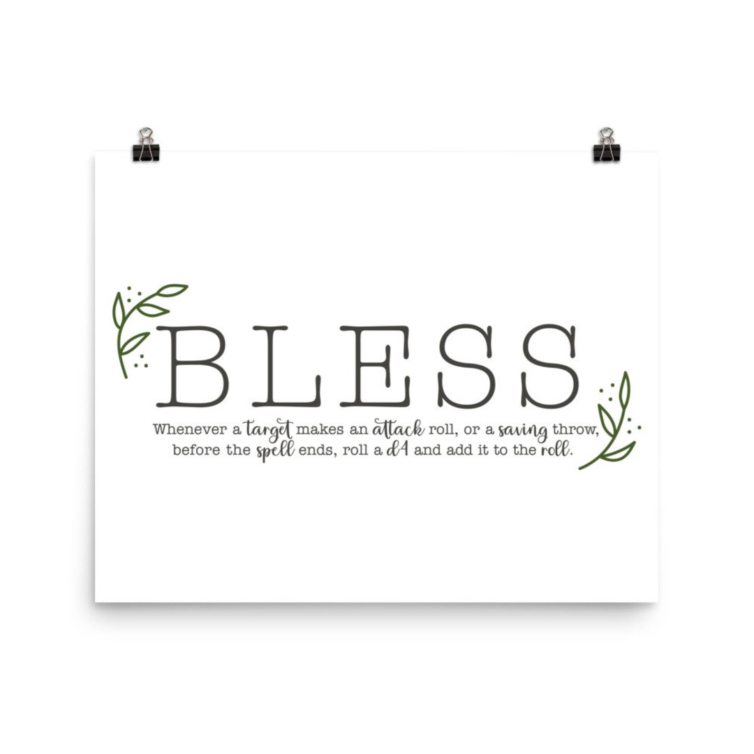 DND Poster, Dungeons and Dragons Wall Art, Bless - Etsy