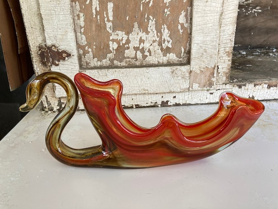 Elegant Sooner Art Glass Swan - Etsy
