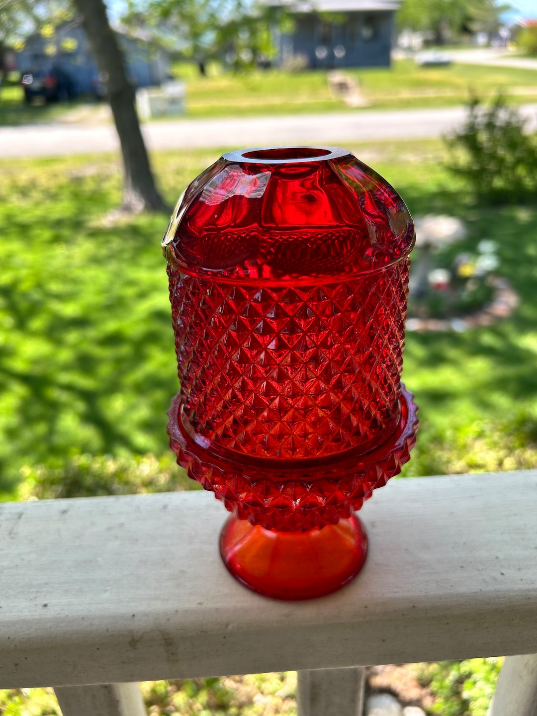 Viking Ruby Red Diamond Point Fairy Lamp - Etsy