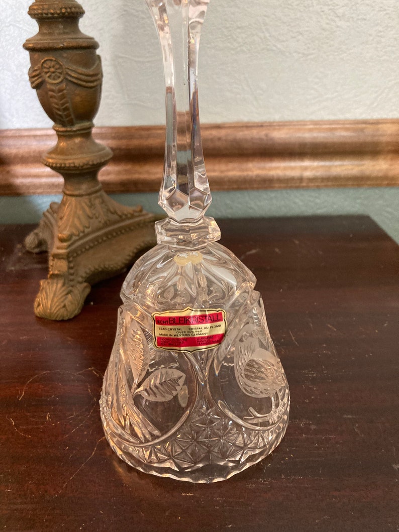 Bleikristall Handcut Lead Crystal Bell With Birds and Origysticker - Etsy