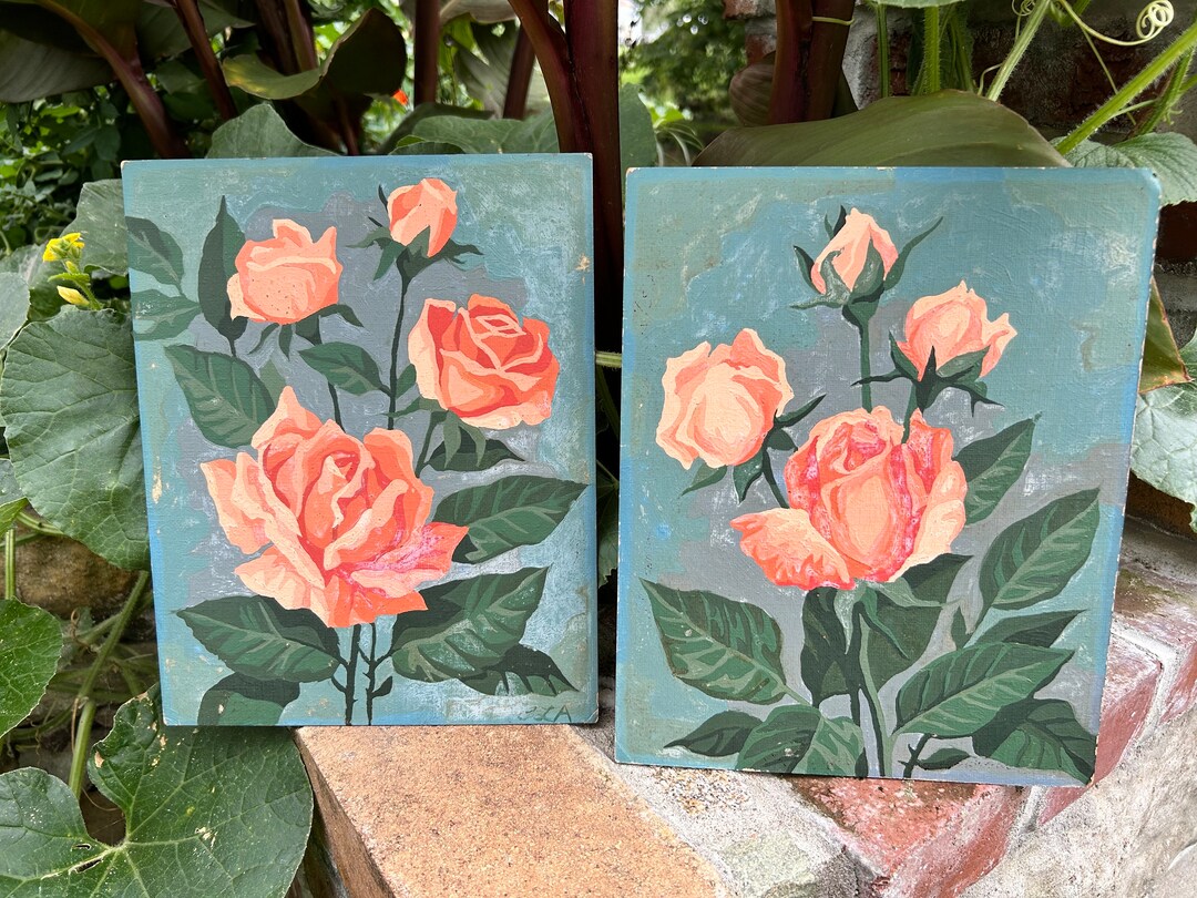 Set of Rose Paint by Number Paintings - Etsy