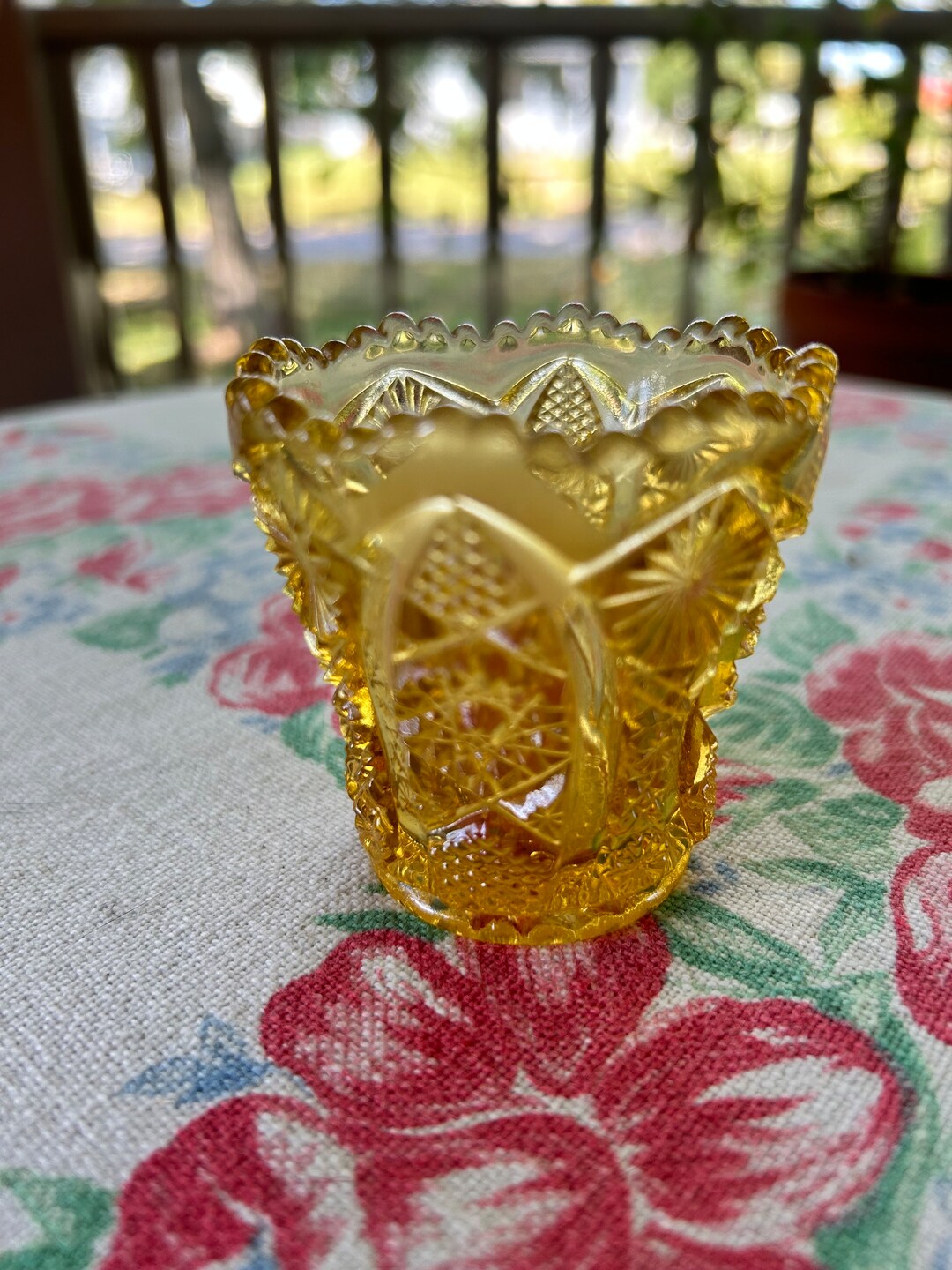 Vintage Imperial Yellow Glass Toothpick Holder - Etsy