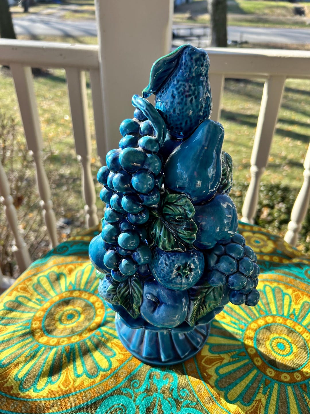 Vintage Inarco Blue Indigo Fruit Sculpture in Excellent Condition - Etsy