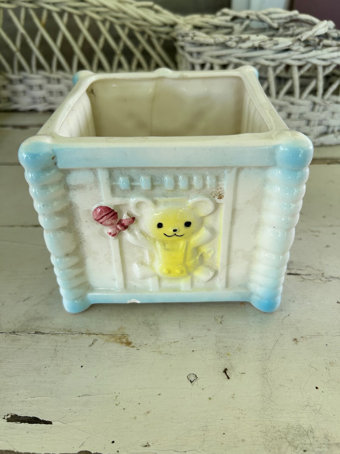 Vintage Rubens Baby Block Planter in Excellent Condition - Etsy