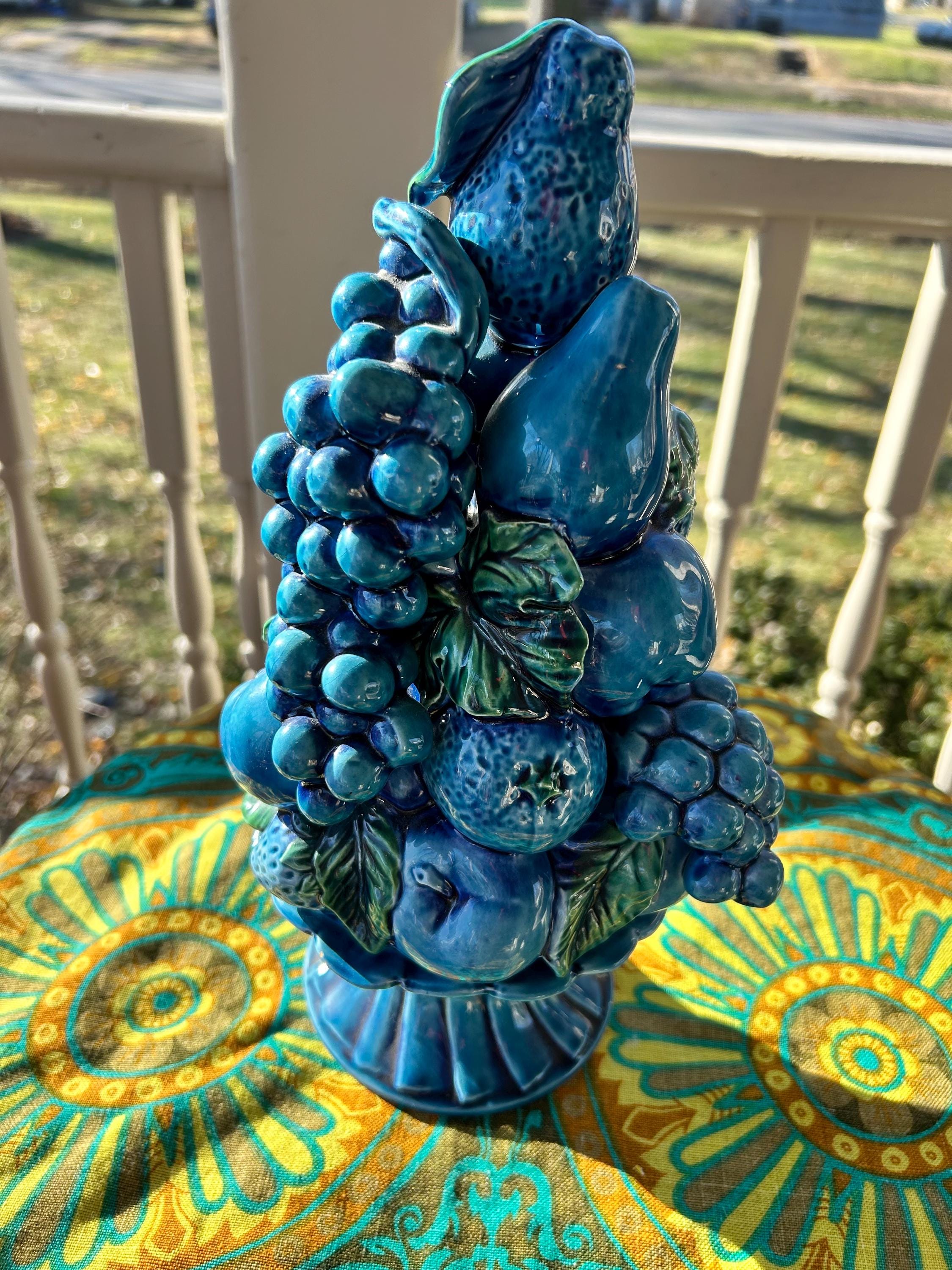 Vintage Inarco Blue Indigo Fruit Sculpture in Excellent Condition - Etsy