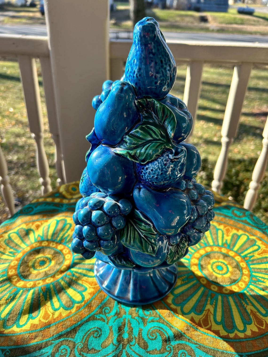 Vintage Inarco Blue Indigo Fruit Sculpture in Excellent Condition - Etsy
