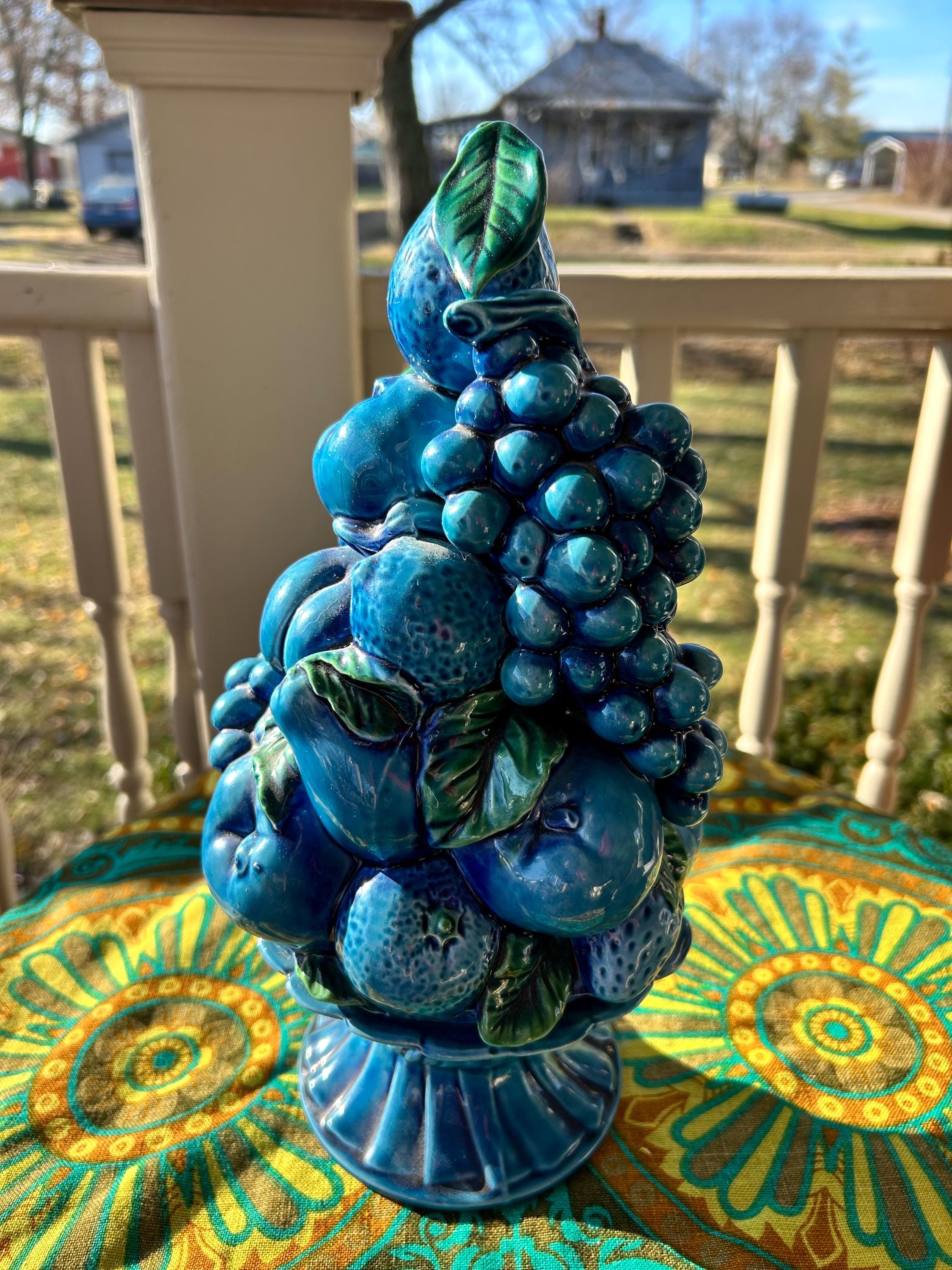 Vintage Inarco Blue Indigo Fruit Sculpture in Excellent Condition - Etsy