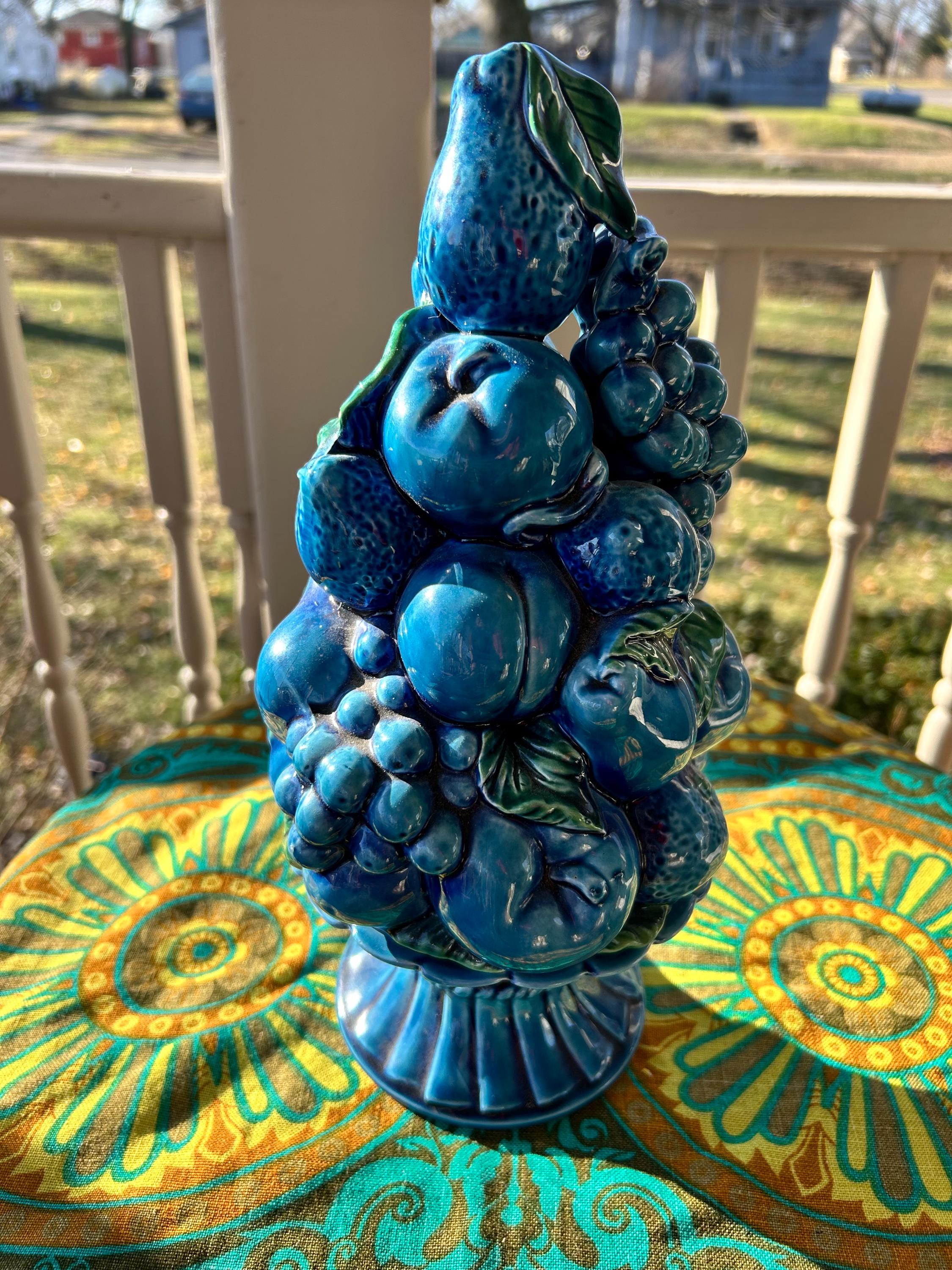 Vintage Inarco Blue Indigo Fruit Sculpture in Excellent Condition - Etsy