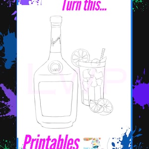 Hennessy Pre-drawn Canvas Stencil/ Outline / Paint Parties/ Printable ...