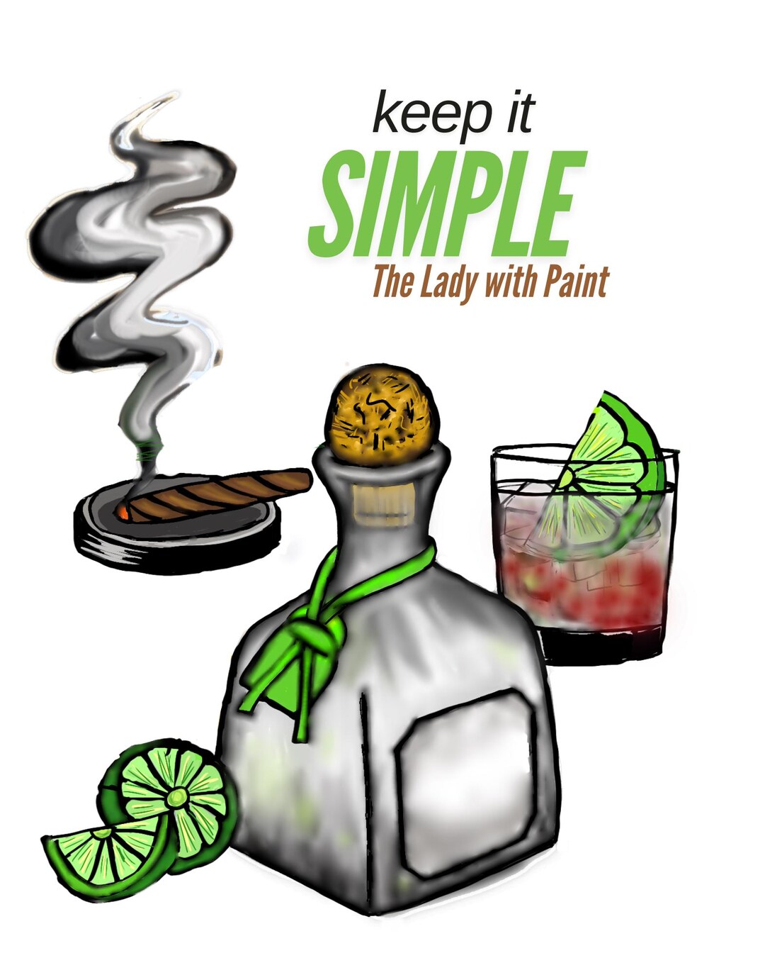 Tequila Canvas/ Line Drawing Transfer/ Paint Party/ Sip and Paint ...