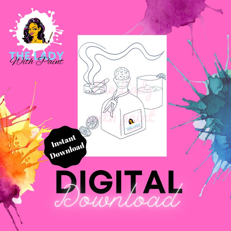 Patron Pre-drawn Canvas Stencil/ Outline / Paint Parties/ Printable ...