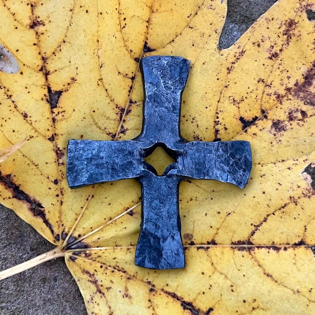 Split Cross 2.5” Hand Forged With Garnet Velvet Bag - Etsy
