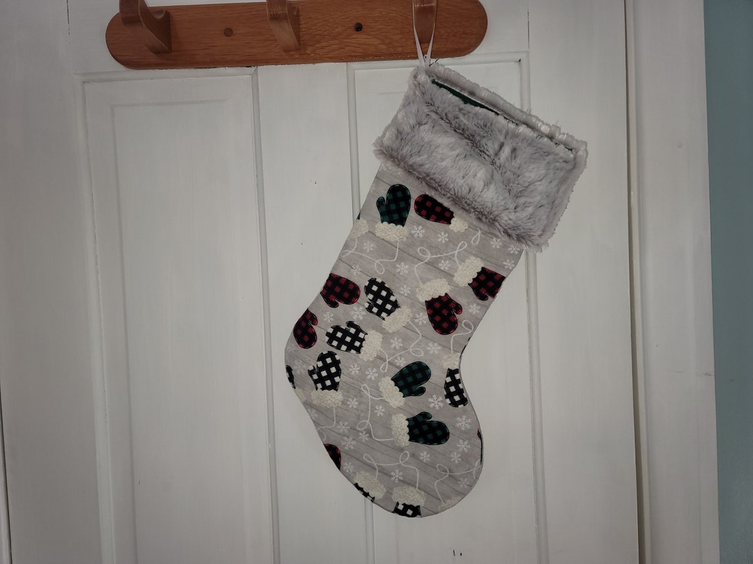 LARGE Handmade Country Rustic Mittens Gloves Winter Christmas Stocking ...