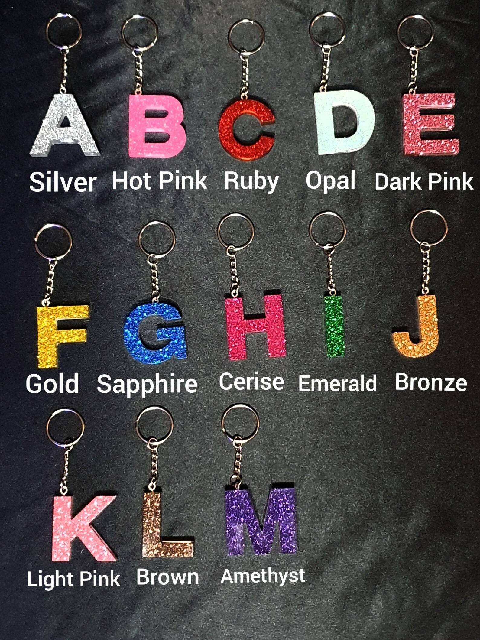 Glitter Keyring Alphabet Keyring Initial Letter Key Charms | Etsy
