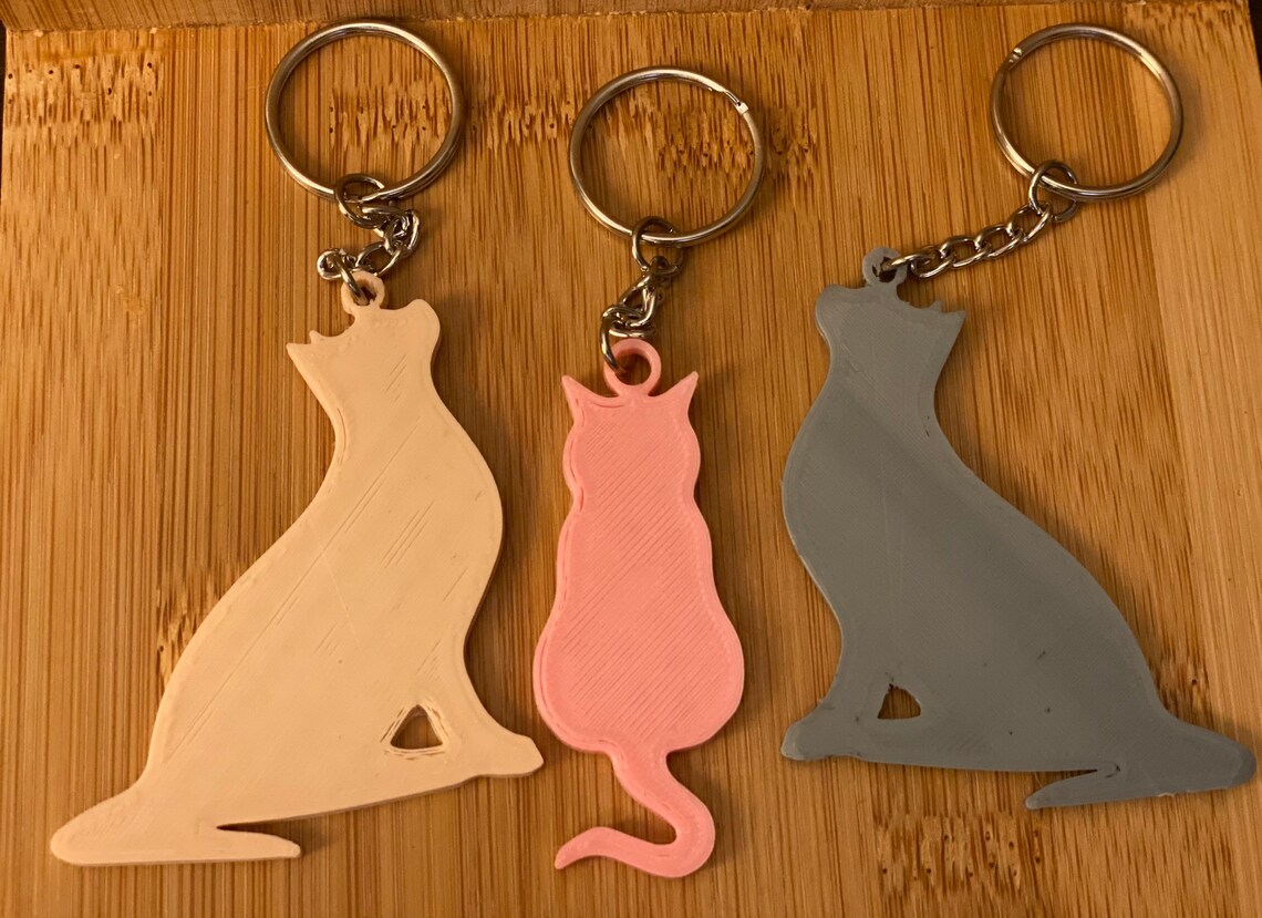 3 pack 3D printed cat keychains | Etsy