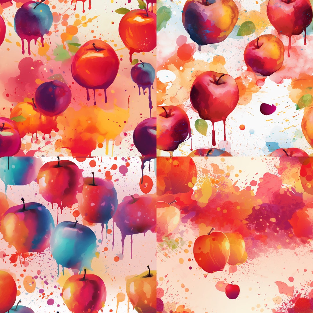 Patrón de papel imprimible de acuarela de Apple, patrón de papel ...