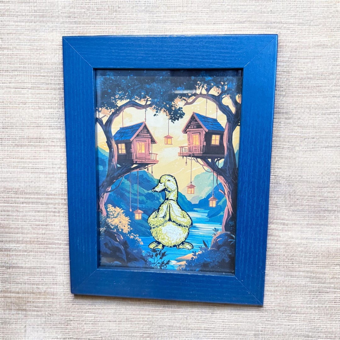 3D Printed Zen Yoga Duck Frame Peaceful Forest Decor, Unique Yoga Art ...