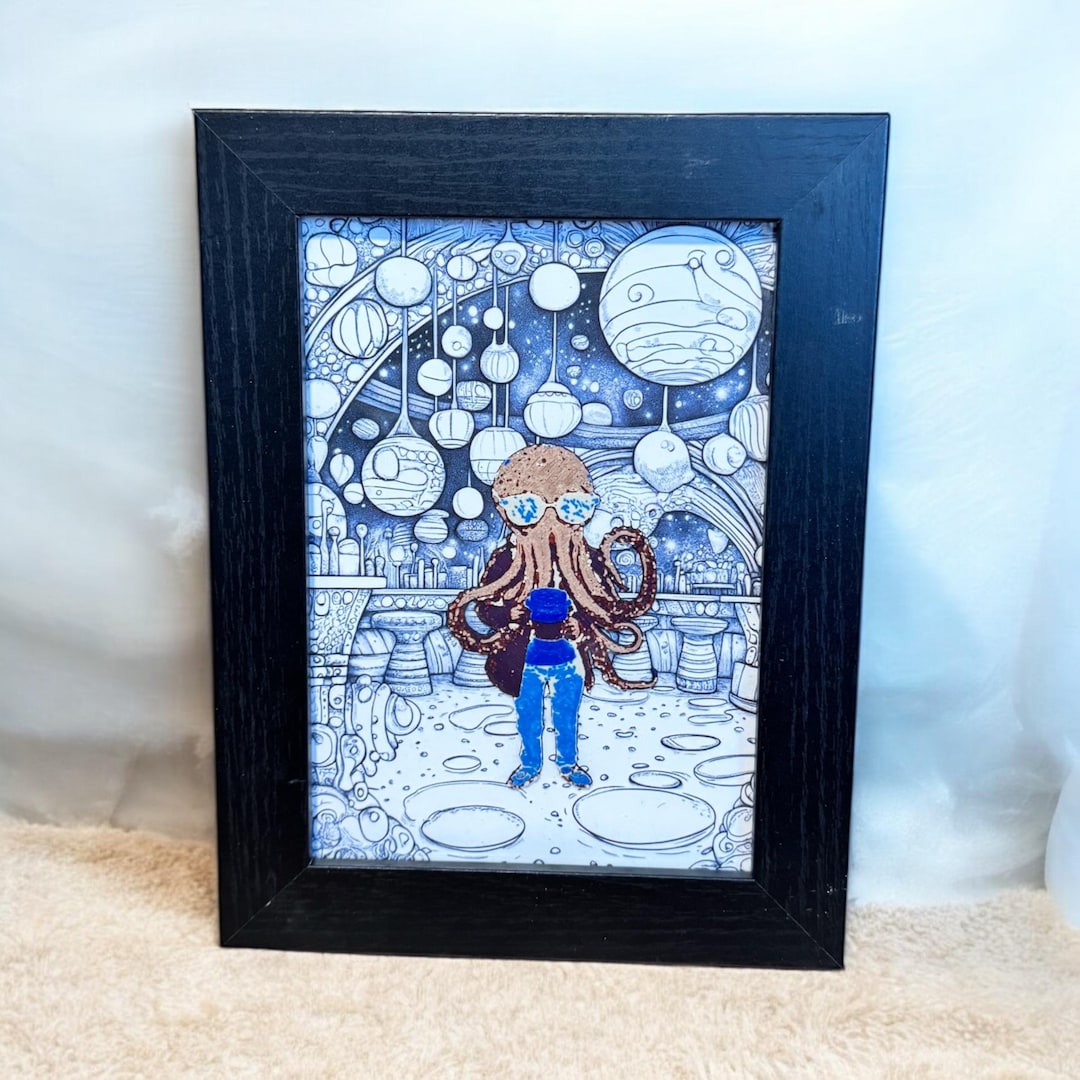 3D Printed Octopus Frame: Underwater Coloring Page, Sea Decor - Etsy