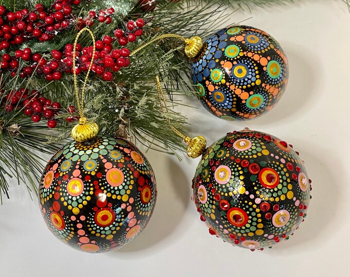 Hand Painted Dot Art | Christmas Ornament | Christmas Decoration ...