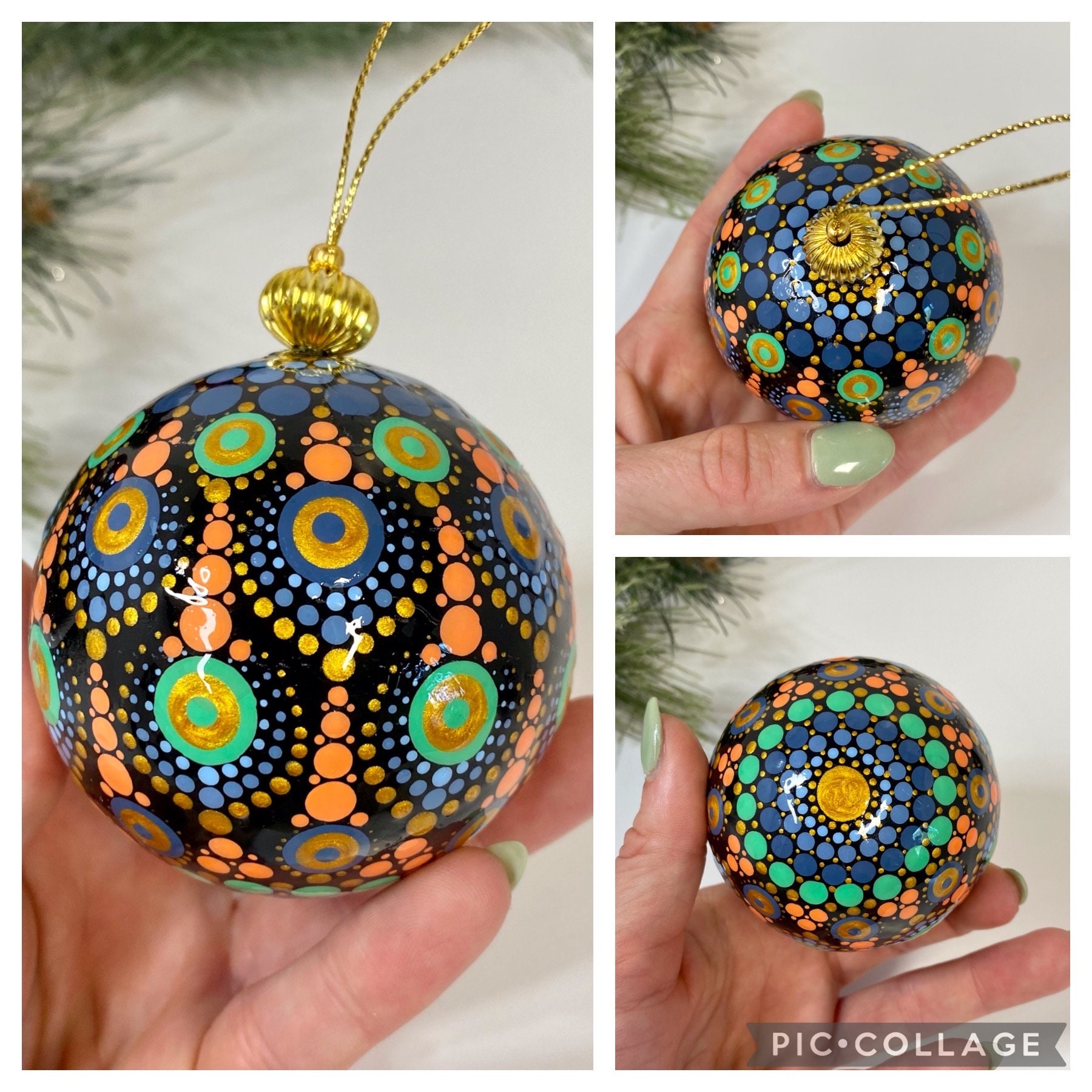 Hand Painted Dot Art Christmas Ornament Christmas Decoration Christmas ...