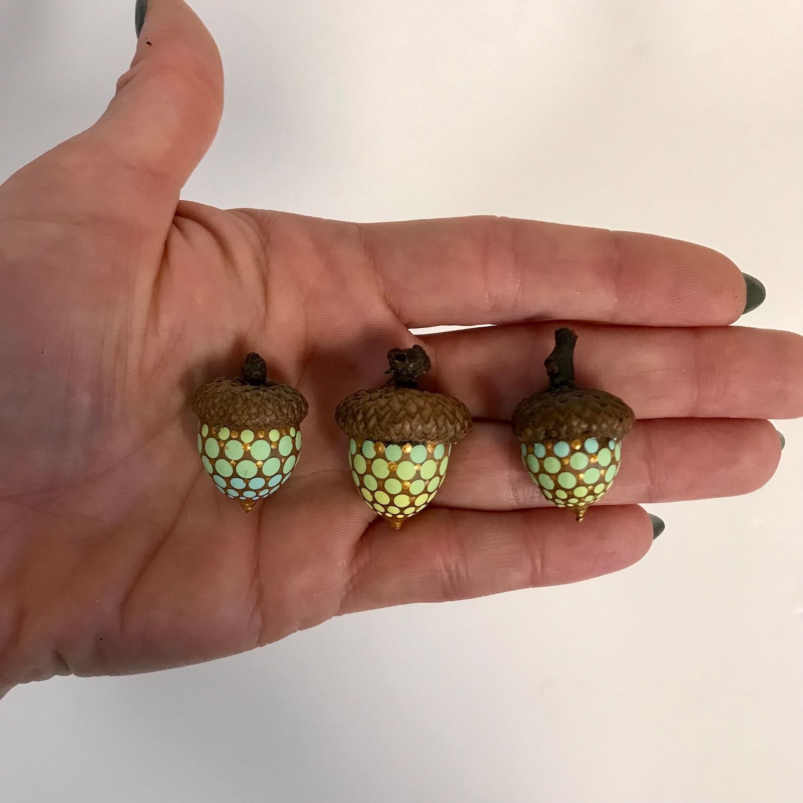 Hand Painted Natural Acorns Dot Art Mandala Acorn - Etsy