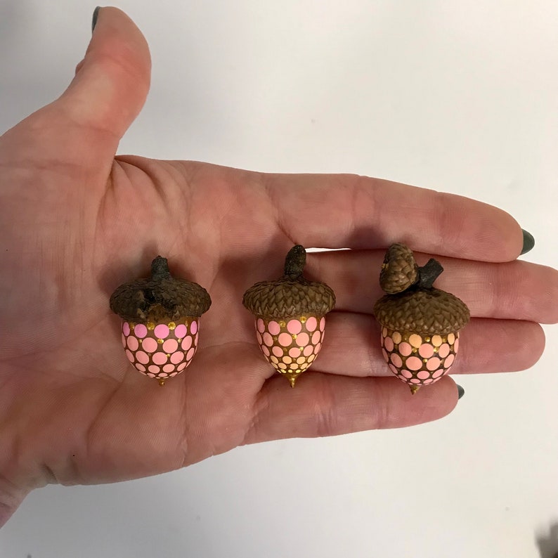 Hand Painted Natural Acorns Dot Art Mandala Acorn - Etsy