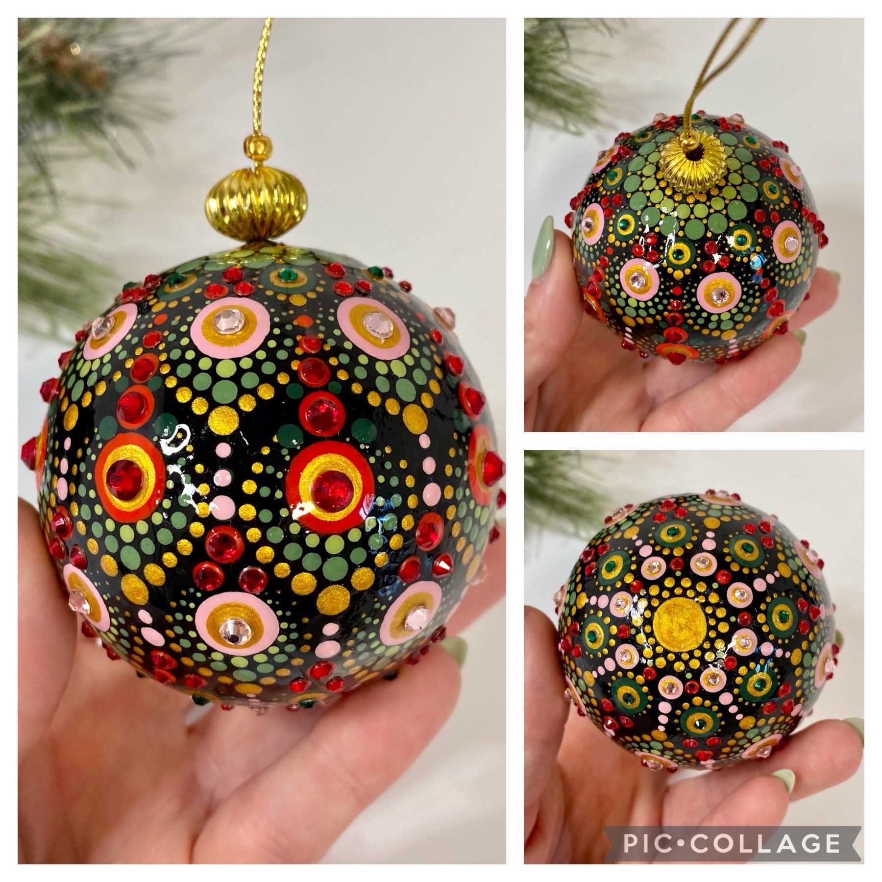 Hand Painted Dot Art Christmas Ornament Christmas Decoration Christmas ...