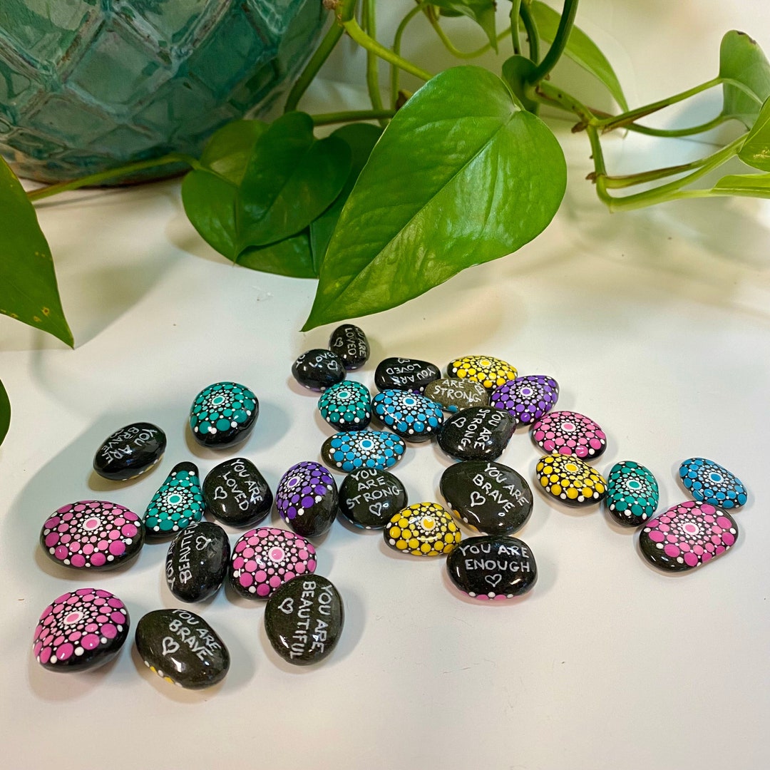 Hand Painted Mini Kindness Stone Pocket Stone Worry Stone Affirmation ...