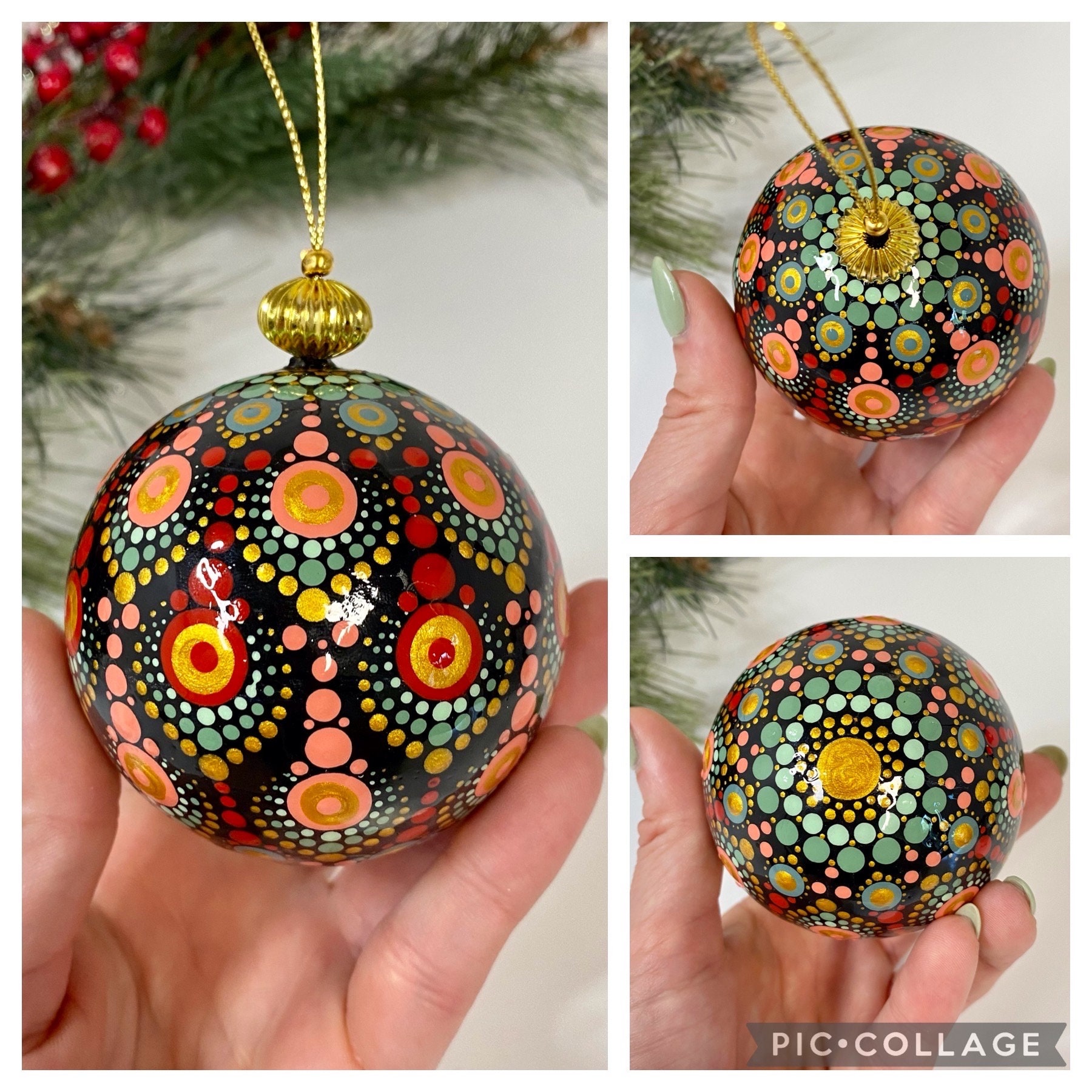 Hand Painted Dot Art Christmas Ornament Christmas Decoration Christmas ...