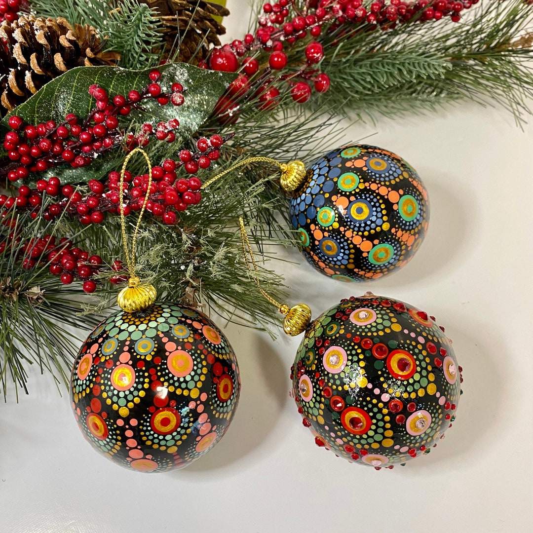 Hand Painted Dot Art Christmas Ornament Christmas Decoration Christmas ...