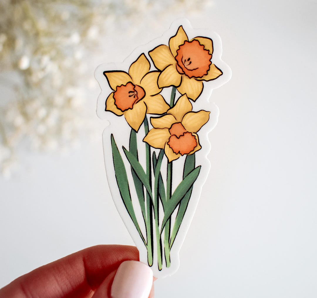 Daffodil Vinyl Sticker || March Birth Month Flower Sticker Outdoor ...