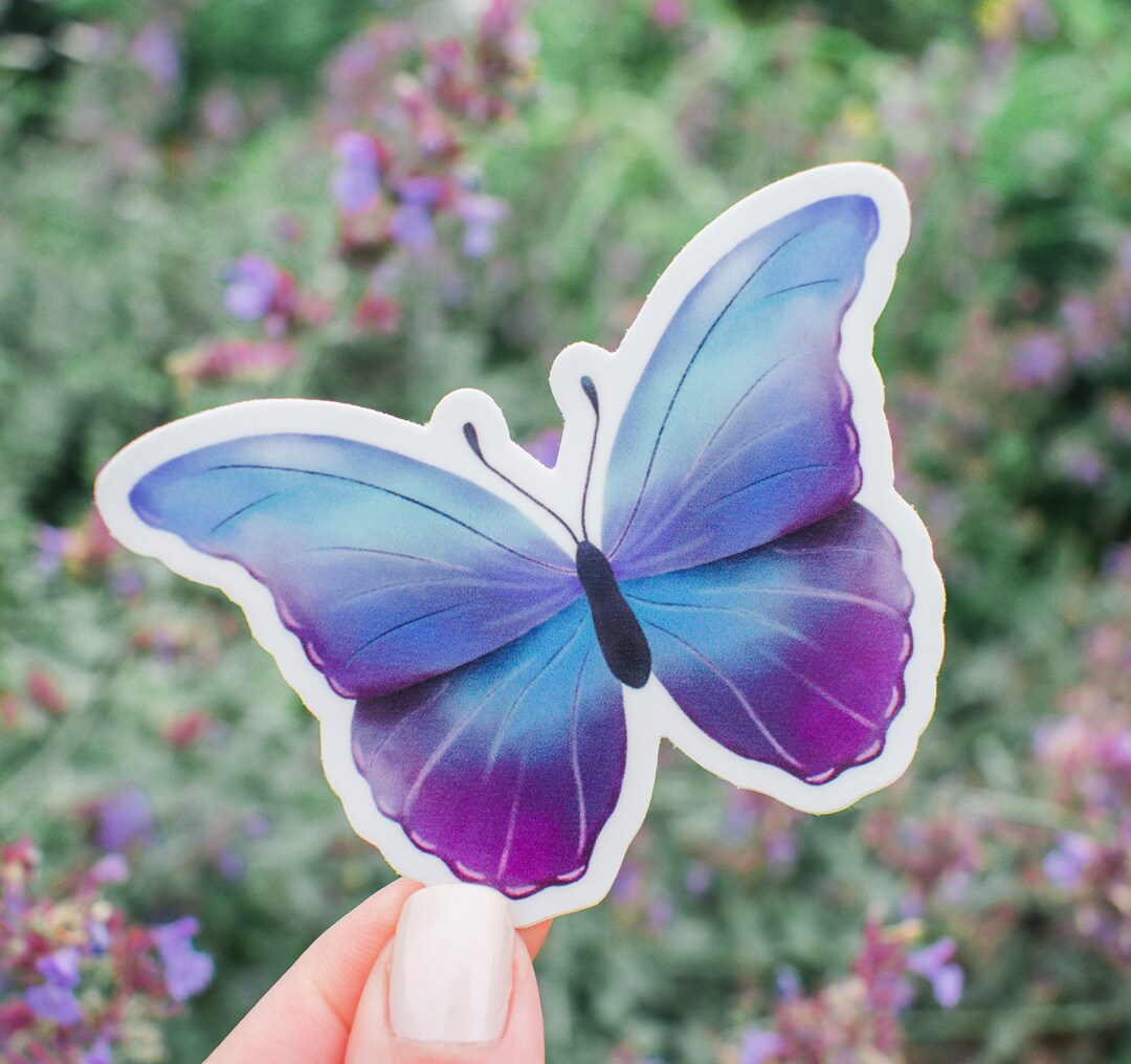 Purple Butterfly Vinyl Sticker || Outdoor Nature Stickers Spring Decor ...
