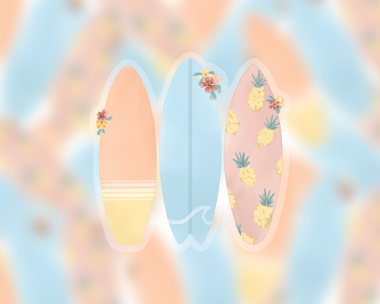 Summer Surfboards Clear Vinyl Sticker Waterproof Weather - Etsy