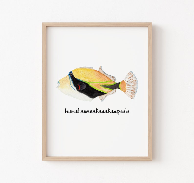 Hawaiian Humu Fish Art Print || Ocean Theme Wall Art Beach Decor ...