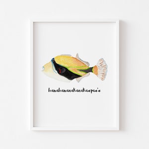 Hawaiian Humu Fish Art Print || Ocean Theme Wall Art Beach Decor ...