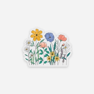 Wildflowers in Bloom Clear Vinyl Sticker || Outdoor Nature Stickers ...
