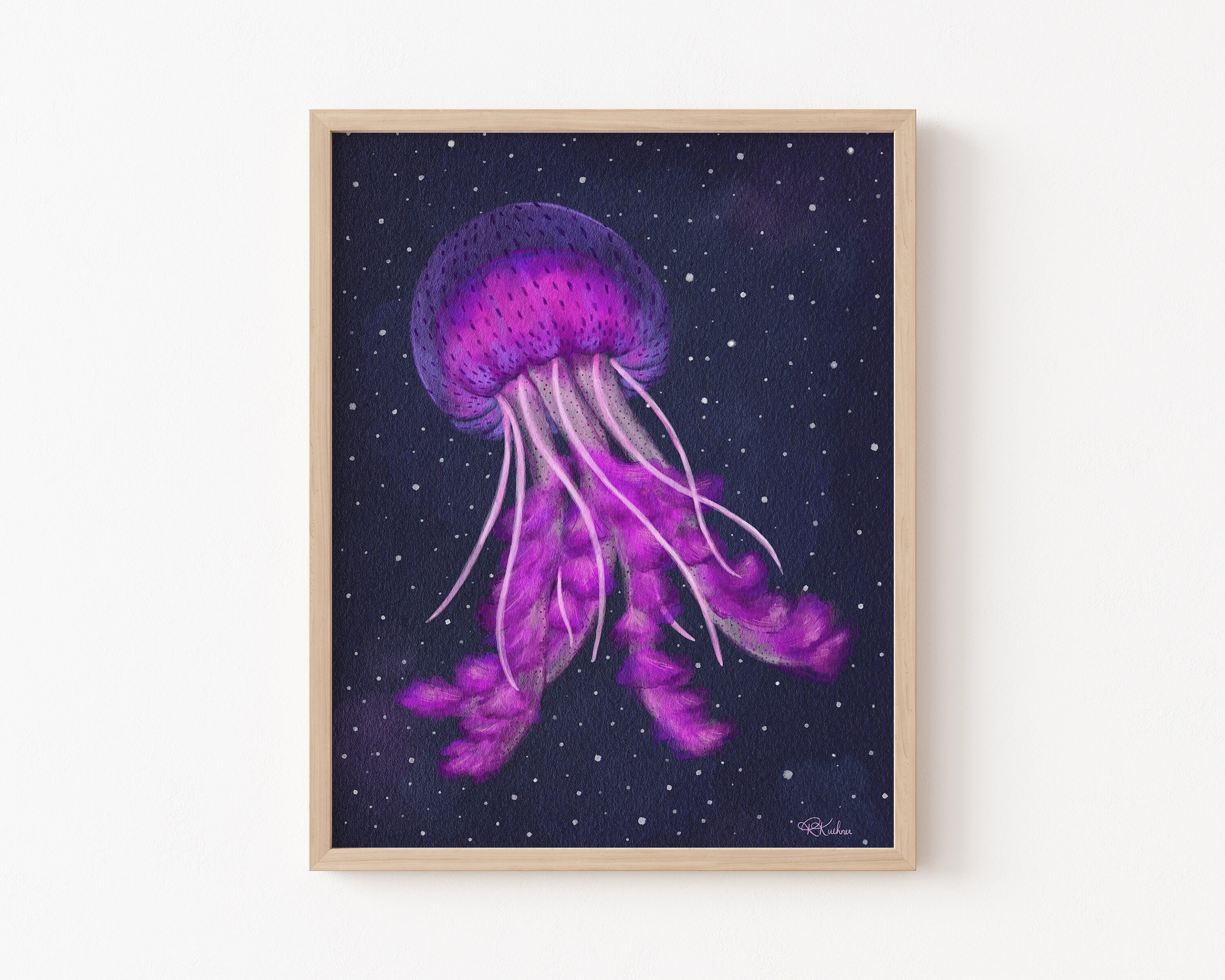 Pink Jellyfish Art Print Ocean Theme Wall Art Beach Decor - Etsy