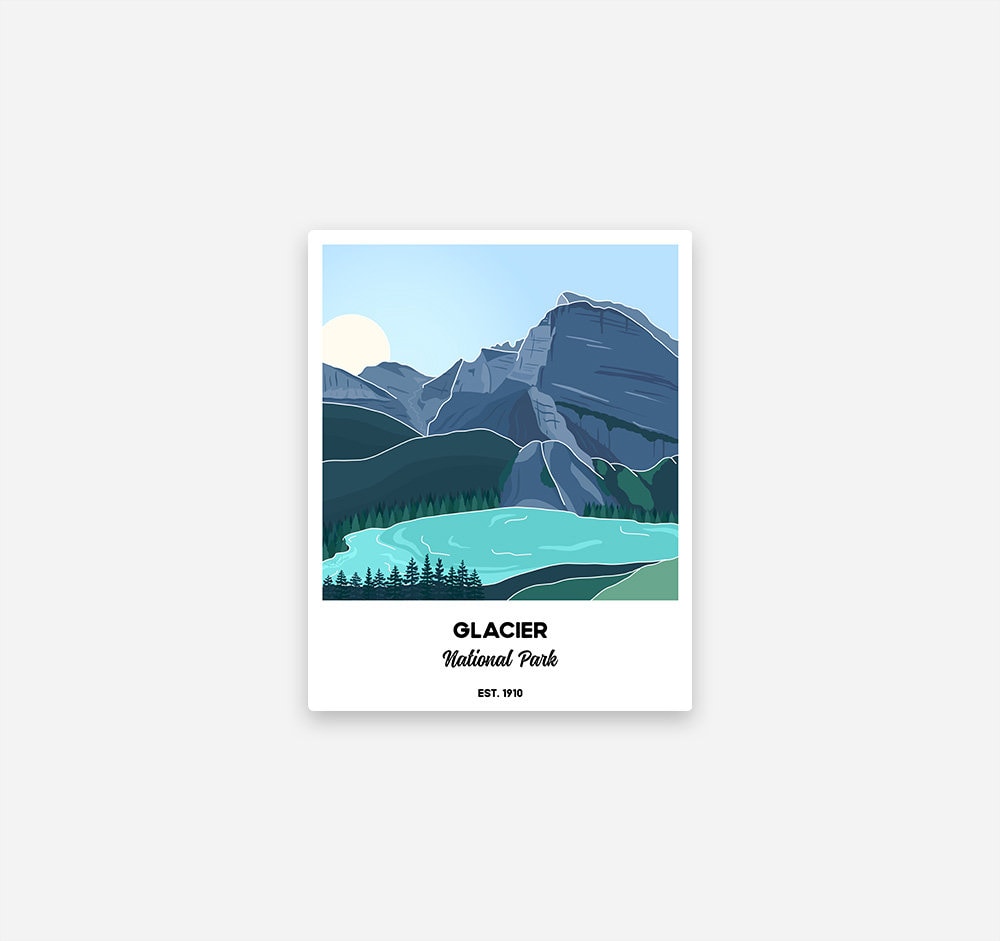 Glacier National Park "instant Photo" Vinyl Sticker || Hiking Stickers ...
