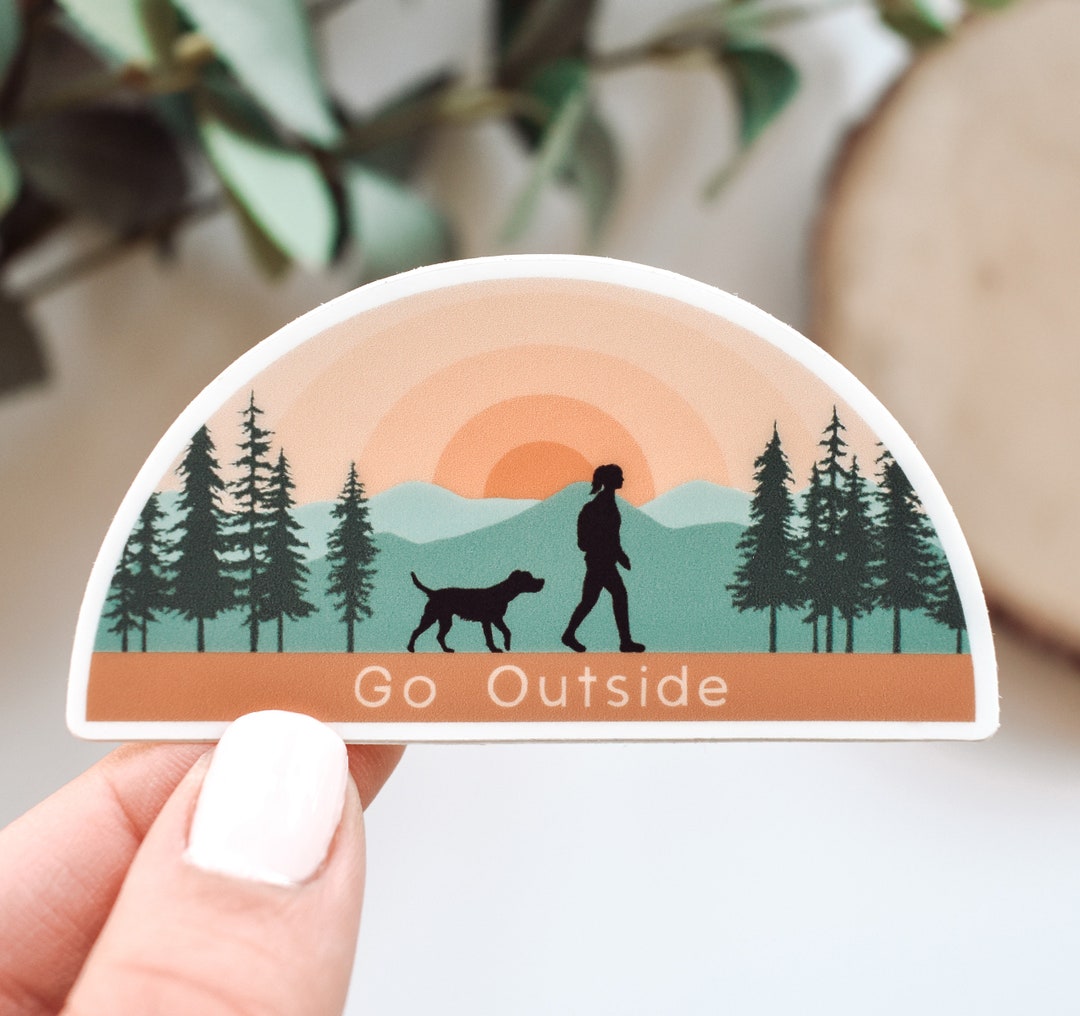 Hiking Girl With Dog Vinyl Sticker || Hiking Stickers Outdoor Nature ...