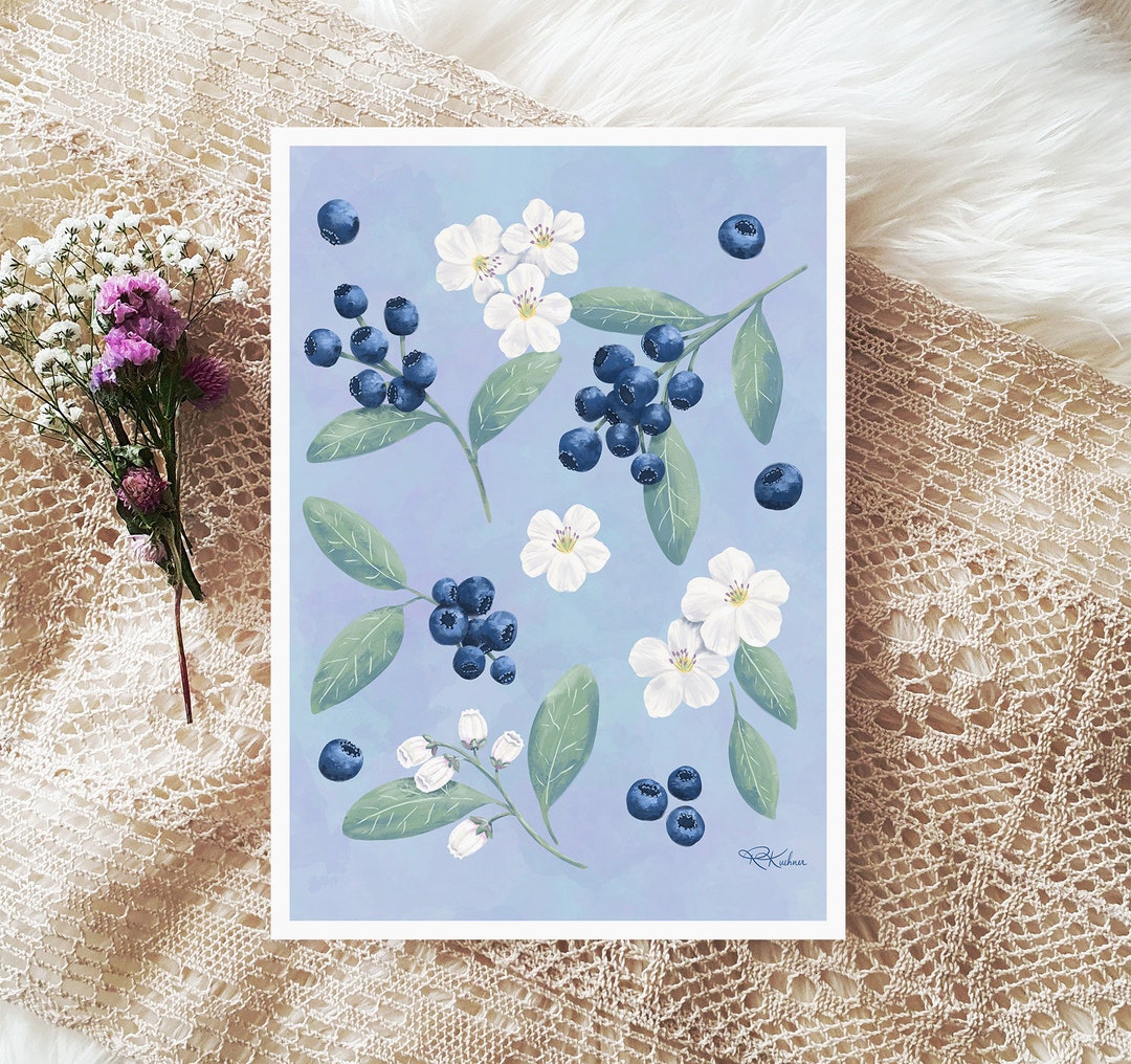 Blueberry Bunches Art Print || Nature Wall Art Girl Room Home Decor ...