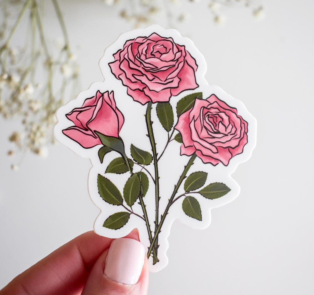 Rose Vinyl Sticker || June Birth Month Flower Sticker Outdoor Nature ...