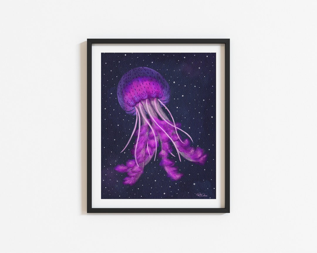 Pink Jellyfish Art Print Ocean Theme Wall Art Beach Decor - Etsy