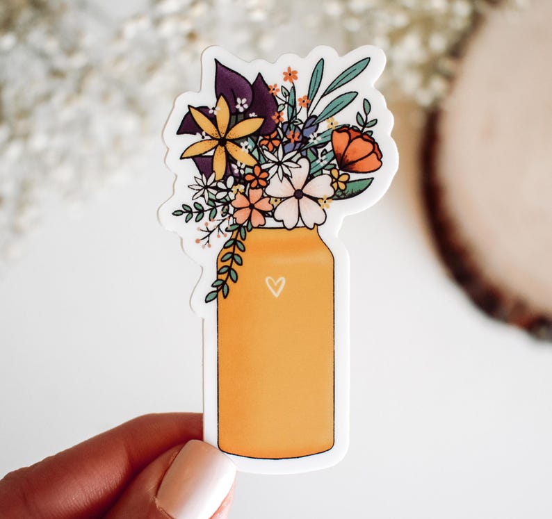 Water Bottle Flowers Vinyl Sticker || Hiking Stickers Outdoor Nature ...