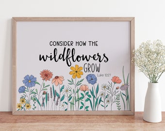 Consider the Wildflowers Print // Luke 12:27 - Etsy